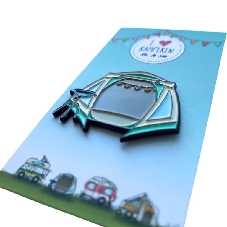 Emaille pin - speldje tent - I love kamperen shop